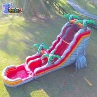 China Thickened PVC Palm Tree Inflatable Water Slide Pool For Kids for sale