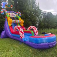 China Home Use Inflatable Water Slide Inflatable Blue Water Slide With Pool for sale