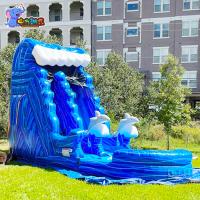 China Home Use Inflatable Water Slide Inflatable Blue Water Slide With Pool for sale