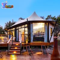 China OEM Permanent Tarpaulin Safari Tent Glamping Resort Hotel Room for sale