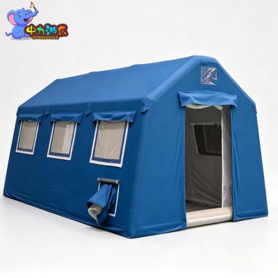 China Blue Inflatable Medical Service Shelter Waterproof PVC Air Beam Tent Mobile Care Room Custom Supplier for sale