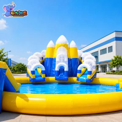 China Customised Waterproof Climbing Floating Bouncy Castle Slides For Water Park for sale