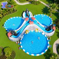 China Forest Adventure Inflatable Floating Castle Floating Water Slide Sunproof OEM for sale