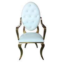 China Popular bride and groom chair big oval back chair gold X leg for wedding event for sale