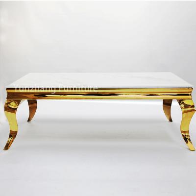 China Luxury Gold Center Table Metal Base With Marble Top Living Room Furniture Style for sale