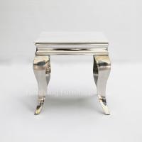 China Faux Marble Wide End Table Silver Colored Frame For Sofa And Living Room for sale