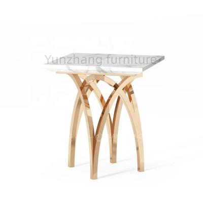 China Unique Design Side Sofa Table Living Room Furniture With Metal Base for sale