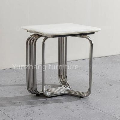 China Living Room 46cm Stainless Steel Stylish Tea Table Silver Rose Gold Color for sale