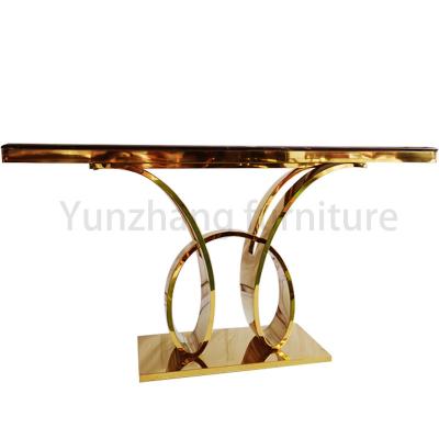 China Entryway Top Modern Gold Console Table Faux Rectangular Marble Top durable for sale