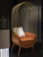 China Gold Stainless Steel Throne King Wedding Couple Chair Cage Shape for sale