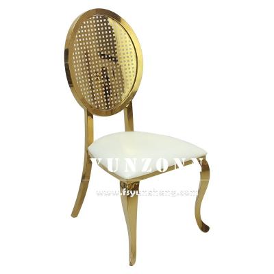 China Stacking Design Luxury Gold Stainless Steel Dining Chair for Wedding Events Party Hall Rental for sale
