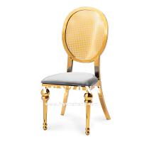 China Middle East Market Dining Furniture Banquet Party Stainless Steel Chair Golden Luxury Wedding Chairs for sale