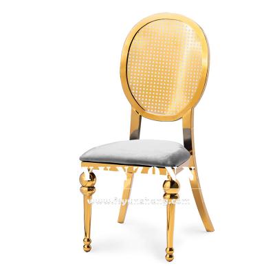 China Middle East Market Dining Furniture Banquet Party Stainless Steel Chair Golden Luxury Wedding Chairs for sale