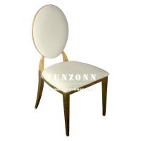 China Luxury Gold Stainless Steel Round Back Mr & Mrs Bride and Groom Wedding Banquet Chair for sale