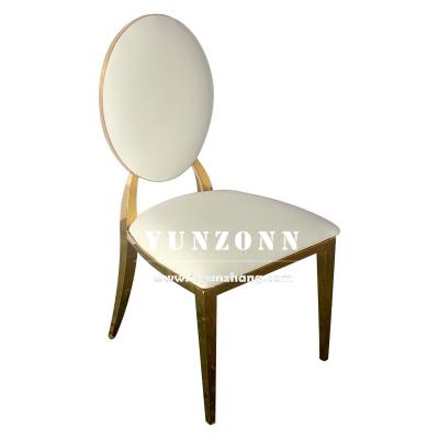 China Luxury Gold Stainless Steel Round Back Mr & Mrs Bride and Groom Wedding Banquet Chair for sale