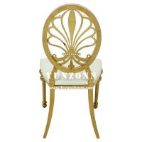 China Banquet Metal Chair Event Party Rental Gold Flower Back Stainless Steel Hotel Wedding Chair for sale