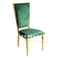 China Unique Bamboo Shape Legs Hotel Banquet Chair Gold Stainless Steel Wedding Chair for Event Party Rental for sale
