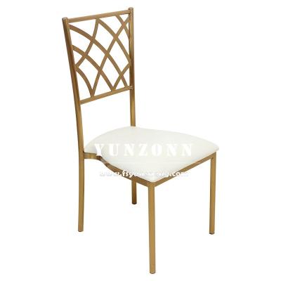 China Modern Dining Furniture Stackable Wedding Chiavari Chair Gold Stainless Steel Banquet Chair for sale