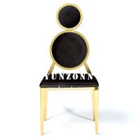 China Elegant Velvet Upholstered Banquet Chairs with Gold Accents for sale