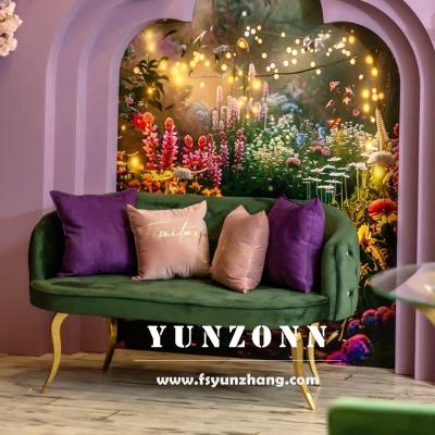 China Modern Stainless Steel Love Seat Sofa with Velvet Fabric for Hotel and Wedding Events for sale