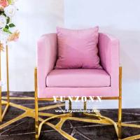 China Modern Single Seat Sofa Chair with Gold Stainless Steel and Colorful Velvet Cushion for Hotels Living Rooms Dining and Malls for sale
