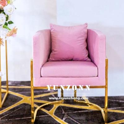 China Modern Single Seat Sofa Chair with Gold Stainless Steel and Colorful Velvet Cushion for Hotels Living Rooms Dining and Malls for sale