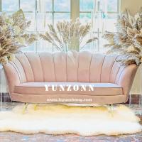 China OEM/ODM Modern Nordic Style 2 Seater Velvet Shell Sofa with Comfortable Gold Legs for Dining Mall Living Room Hotel Wedding for sale