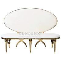 China Royal Wedding Furniture Couple Sofa Seat White Wedding Sofa for Bride and Groom Hotel Hall Stainless Steel Wedding Events Sofa for sale
