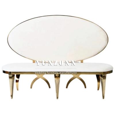 China Royal Wedding Furniture Couple Sofa Seat White Wedding Sofa for Bride and Groom Hotel Hall Stainless Steel Wedding Events Sofa for sale