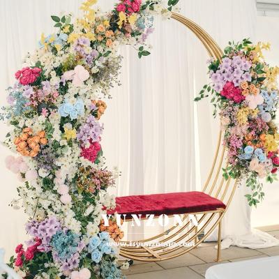 China Gold Stainless Steel Frame Sofa Circle Shape Design for Couples for Wedding and Dining Comfortable Dining Chairs for sale
