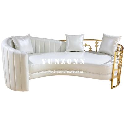 China Luxury Gold Frame Hotel Chairs for Weddings Latest Designer Sofa with Leather Material for Home Furniture Living Room Apartment for sale