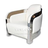 China Nordic Style Single Sofa with Leather and Stainless Steel Frame for Hotel Living Room Furniture for sale