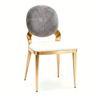 China Wholesale Luxury Metal and Gray Fabric Round Back Stacking Gold Hotel Banquet Wedding Event Chairs for Sale for sale