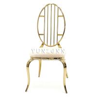 China Modern Luxury Furniture Golden Hollow Stainless Steel Waiting Room Visitors Wedding Dining Chairs for Banquet for sale