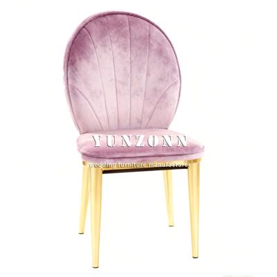China Factory Direct Luxury Wedding Furniture Hotel Restaurant Metal Golden Steel Legs Dining Chair for sale