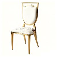 China Modern European Wedding Event Banquet Hall Furniture Stainless Steel Frame Luxury White Dining Chair for sale