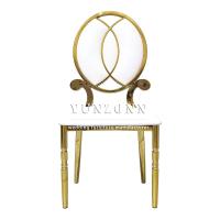 China Wholesale Modern Stackable Furniture Gold Dining Chair Fancy Gold Stainless Steel Wedding Chair for Restaurant and Banquet for sale