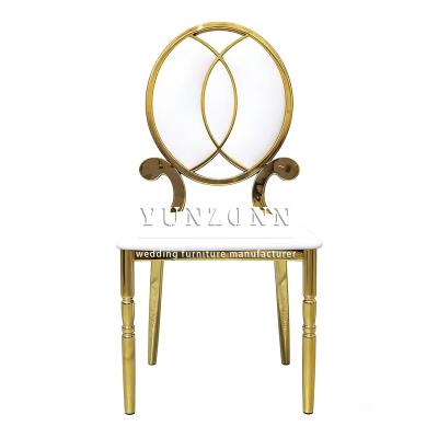 China Wholesale Modern Stackable Furniture Gold Dining Chair Fancy Gold Stainless Steel Wedding Chair for Restaurant and Banquet for sale