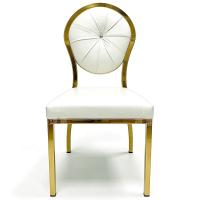 China Hot Event Round Back Design Gold Party Stainless Steel Hotel Wedding Chair Factory Wholesale Steel Back Chair Hotel Banquet for sale