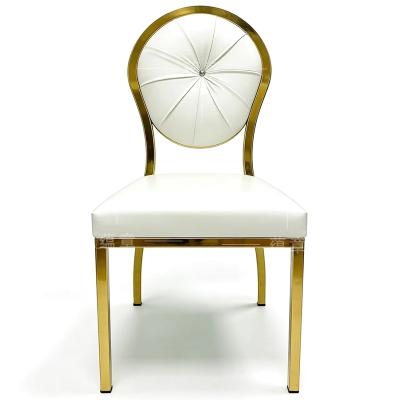 China Hot Event Round Back Design Gold Party Stainless Steel Hotel Wedding Chair Factory Wholesale Steel Back Chair Hotel Banquet for sale