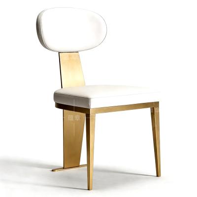 China Golden Stainless Steel Wedding Dinning Chairs Fabric Synthetic Leather Furniture Dining Restaurant Chair for sale
