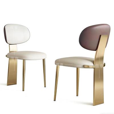China Modern Luxury Event Chairs Minimalist Golden Stainless Steel Frame PU Leather Wedding Chair for Event for sale