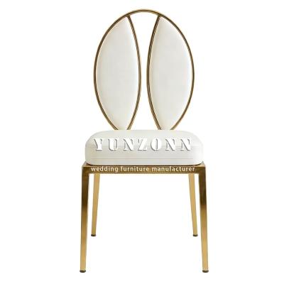 China Modern Luxury Gold Stainless Steel Commercial Hotel Dining High End New Model Royal Wedding Chair Wedding Party Events for sale
