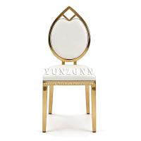 China Gold Stainless Steel Frame Leather King Queen Bride Party Luxury Chaise Event White Wedding Chairs for sale