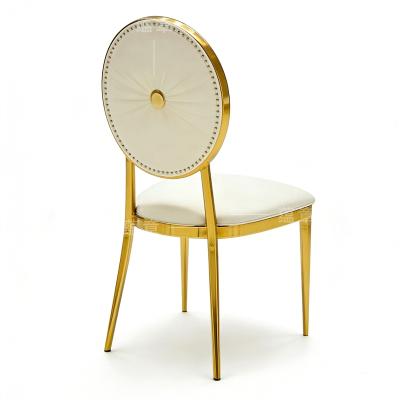 China Luxury White PU Leather Stainless Steel Durable Wedding Chair for Hotel Dining Outdoor Villa Living Room Use with Modern Design for sale