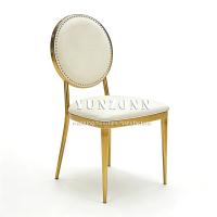 China Luxury White PU Leather Stainless Steel Durable Wedding Chair for Hotel Dining Outdoor Villa Living Room Use with Modern Design for sale