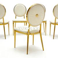 China Luxury White PU Leather Stainless Steel Durable Wedding Chair for Hotel Dining Outdoor Villa Living Room Use with Modern Design for sale