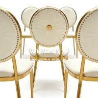 China Luxury White PU Leather Stainless Steel Durable Wedding Chair for Hotel Dining Outdoor Villa Living Room Use with Modern Design for sale