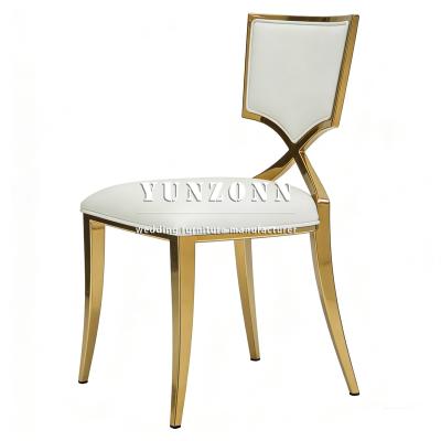 China Customize Durable Modern Luxury Special Chair Design Fabric Restaurant Furniture Golden Stainless Steel Wedding Chair for sale