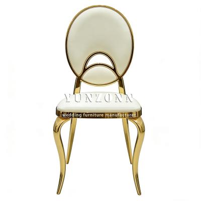 China Luxury Durable White and Gold Stainless Steel Banquet Wedding Event Chairs for Sale for sale